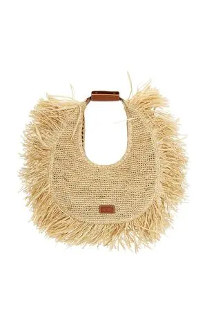 STAUD Staud Large Raffia Moon Tote Bag