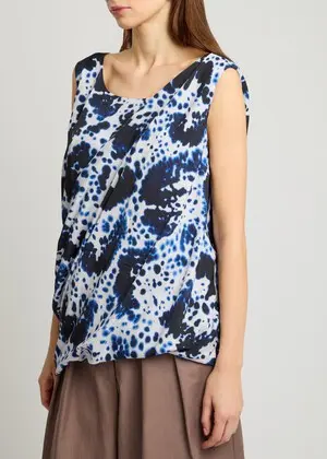 Dries Van Noten Printed Matte Satin Top