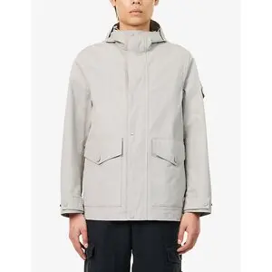 Stone Island Cotton Parka Jacket With Brand Patch