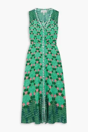 Saloni Saloni Lea Printed Maxi Dress - Jade