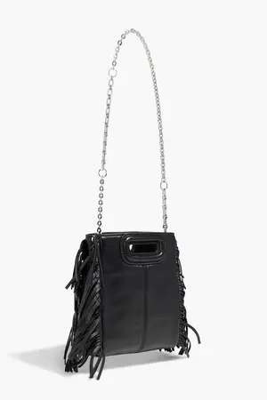 Maje Crystal-embellished Fringed Leather Tote