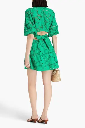 Maje Cutout Broderie Anglaise Mini Dress