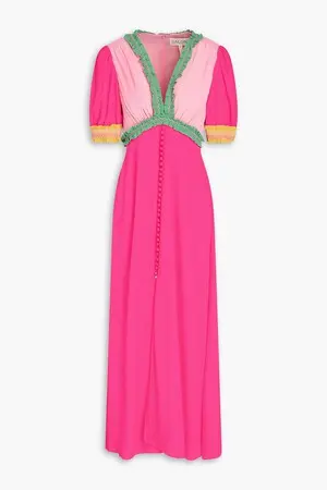 Saloni Lea Colorblock Maxi Dress - Pink
