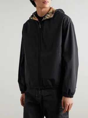 Burberry Reversible Checked Twill And Shell Hooded Jacket