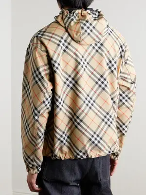 Burberry Reversible Checked Twill And Shell Hooded Jacket