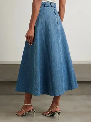 RÓHE Denim A-line Midi Skirt - Blue