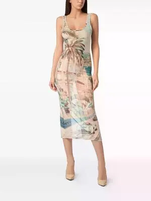 Philipp Plein Abstract-print Midi Dress