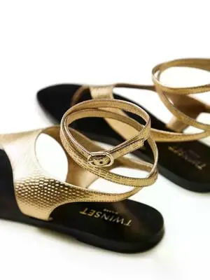 TWINSET Metallic Ankle-strap Sandals - Gold