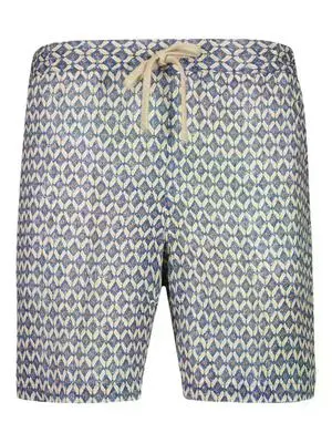 120% Lino Printed Bermuda Shorts - Blue