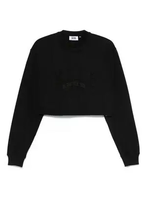 Gcds Logo Cropped Sweatshirt - Black