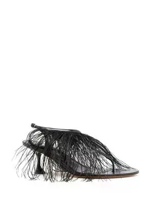 Proenza Schouler 60mm Feather Embellished Sandals - Black