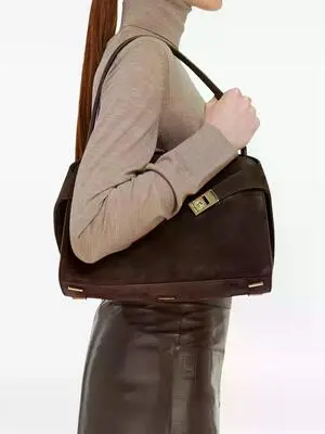 FERRAGAMO Hug Suede Shoulder Bag - Brown