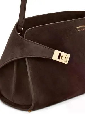 FERRAGAMO Hug Suede Shoulder Bag - Brown
