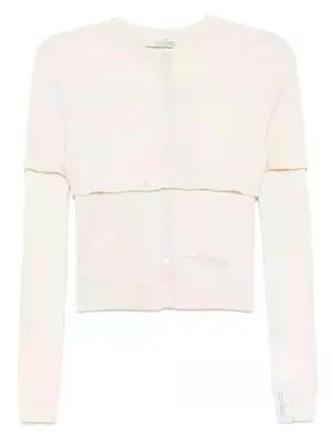 Rokh Logo-embroidered Cardigan - Neutrals