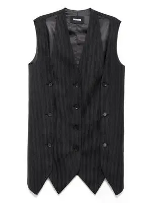 MOOHONG Single-breasted Striped Sleeveless Coat