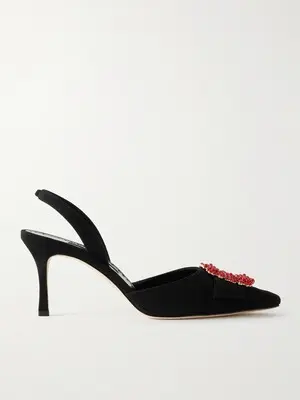 Black Suede Slingback Pumps
