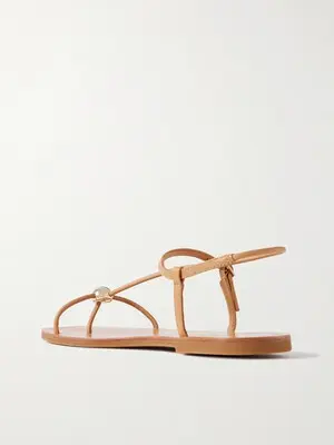 LOEFFLER RANDALL Lara Embellished Leather Sandals - Brown