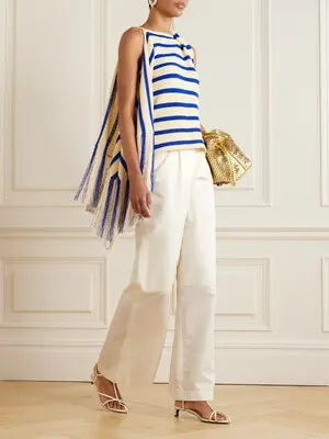 JOSEPH Alanel Silk And Cotton-blend Wide-leg Pants - Neutrals