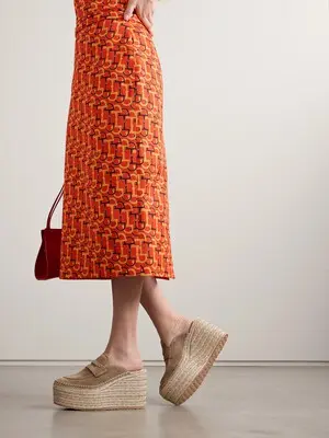 GIANVITO ROSSI Maxilla 105 Suede Espadrille Wedge Mules - Brown