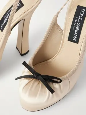 Dolce & Gabbana Bow-embellished Slingback Pumps - Cream