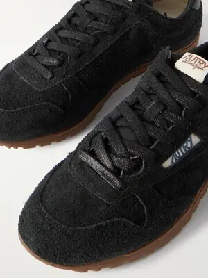 AUTRY Windspin Leather-trimmed Brushed Suede Sneakers - Black