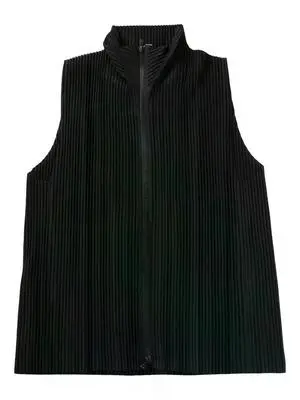 Issey Miyake Pleated Zip Vest - Black