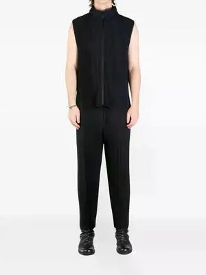 Issey Miyake Pleated Zip Vest - Black
