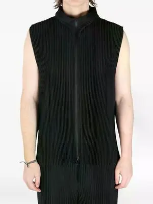 Issey Miyake Pleated Zip Vest - Black