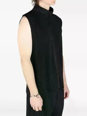 Issey Miyake Pleated Zip Vest - Black