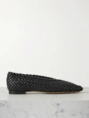 Bottega Veneta Sofia Intrecciato Leather Flat - Black