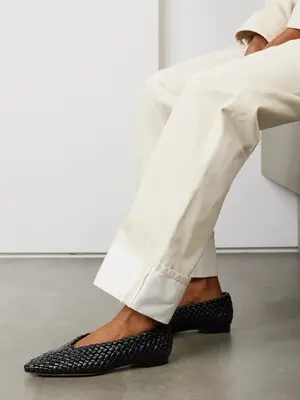 Bottega Veneta Sofia Intrecciato Leather Flat - Black