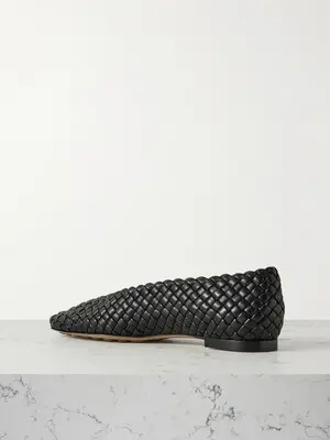 Bottega Veneta Sofia Intrecciato Leather Flat - Black