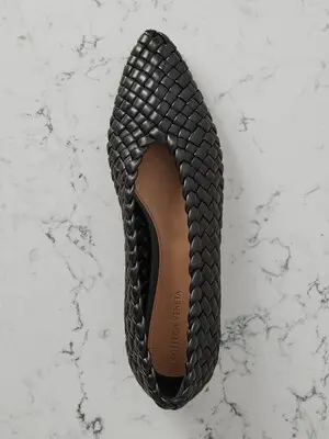 Bottega Veneta Sofia Intrecciato Leather Flat - Black