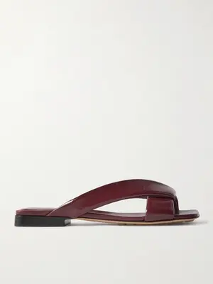 Bottega Veneta Riva Padded Leather Sandals - Burgundy