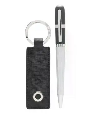 Hugo Boss Ballpoint Pen Key Ring Set - Black
