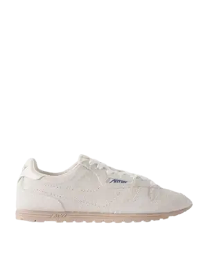 AUTRY Windspin Leather-trimmed Perforated Suede Sneakers - White