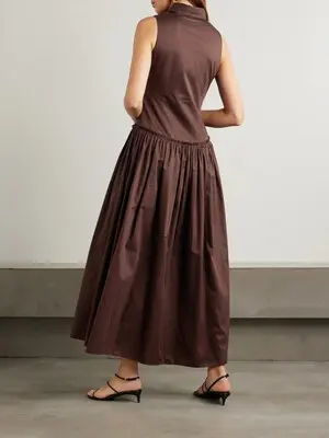 ABADIA Sama Gathered Maxi Shirt Dress