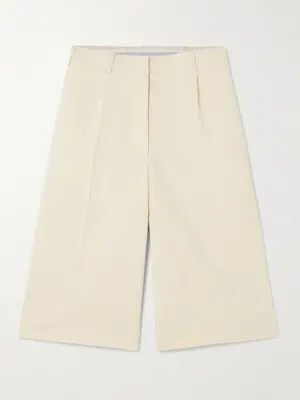 ABADIA Pleated Grain De Poudre Bermuda Shorts