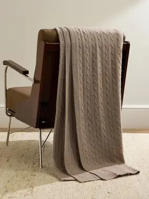 Ralph Lauren Cable-knit Cashmere Throw - Brown