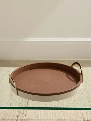 Ralph Lauren Garrett Canvas, Leather And Brass Tray - Brown