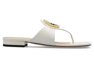 Gucci Blondie Thong Leather Sandals - White