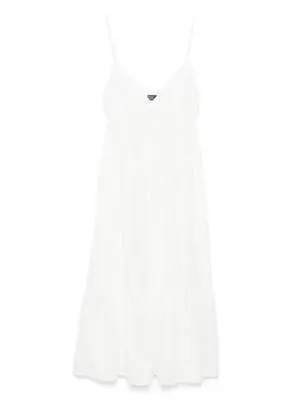 White V-Neck Midi Dresses