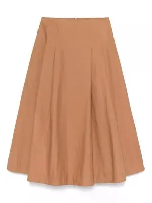 NUDE Pleated A-line Midi Skirt - Brown