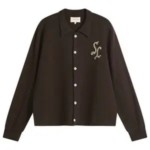 SECOND / LAYER Embroidered Logo Button-down Knit