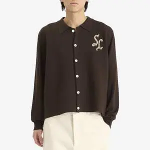 SECOND / LAYER Embroidered Logo Button-down Knit