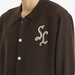 SECOND / LAYER Embroidered Logo Button-down Knit