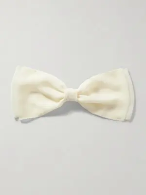 GIGI BURRIS MILLINERY Jacqueline Bow-embellished Crinkled Chiffon Hair Clip - Neutrals
