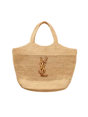 Saint Laurent Icare Maxi Raffia Tote - Neutrals