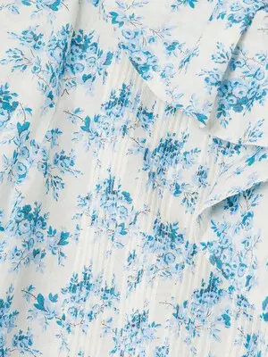 DÔEN Henri Floral-print Organic Cotton-voile Top - Blue