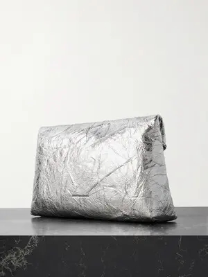 Dries Van Noten Metallic Textured-leather Clutch